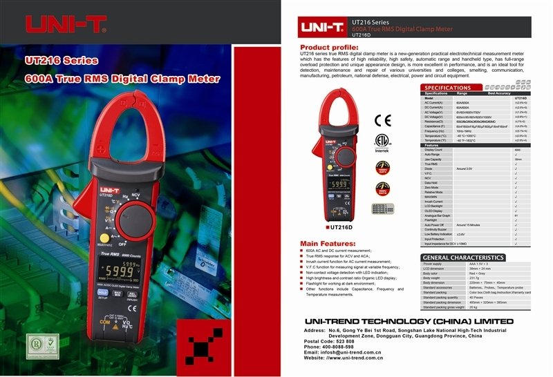 Unit UT 216D 600 A True-RMS Pensampermetre - 4.476,55 TL